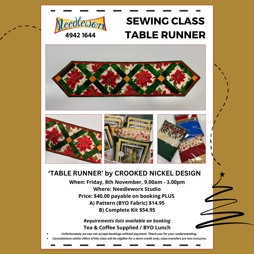 SEWING CLASS - A SIMPLE POINT TABLE RUNNER – Needleworx Mackay
